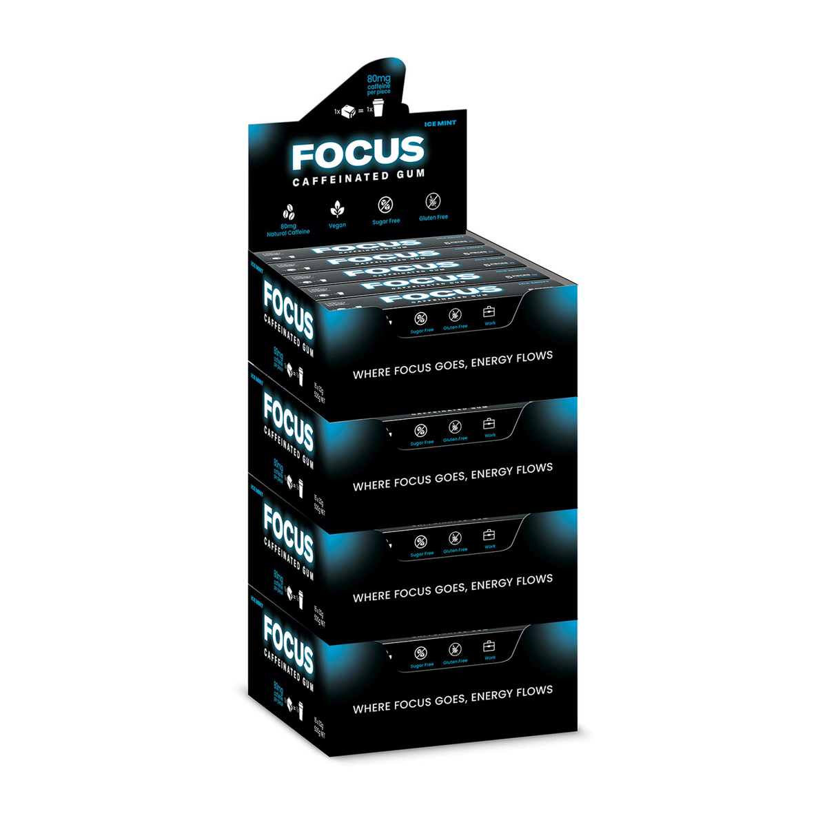 Focus Caffeinated Gum 60 x 32g | Focus Caffeinated Gum